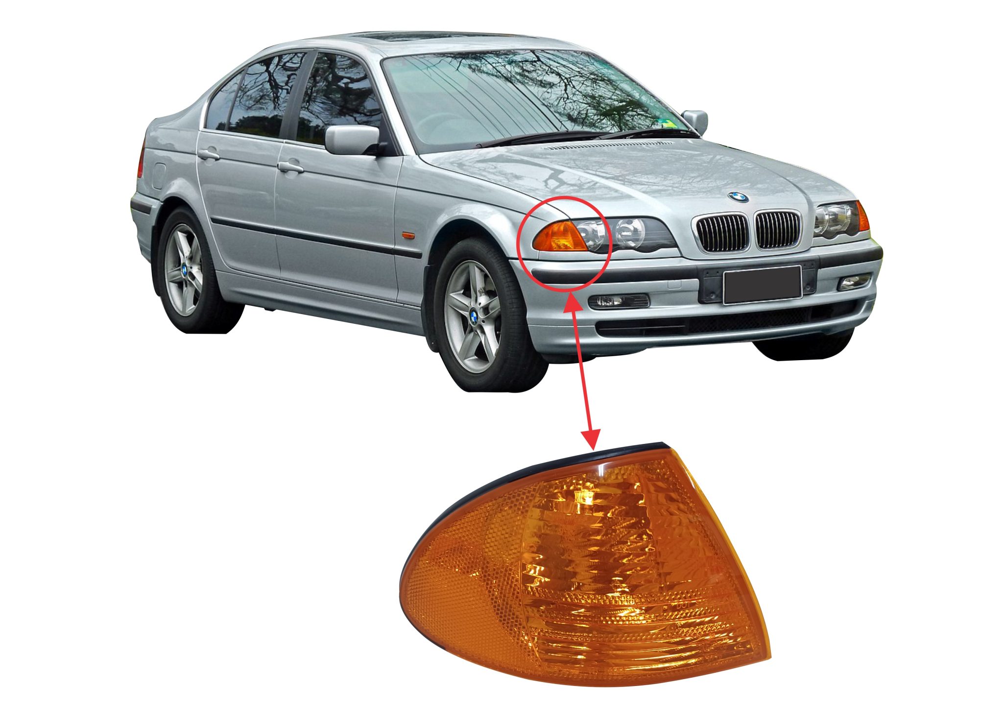 Right Side – Corner Lamp/Indicator – Amber/Orange – BMW E46 – 1999-2000 ...