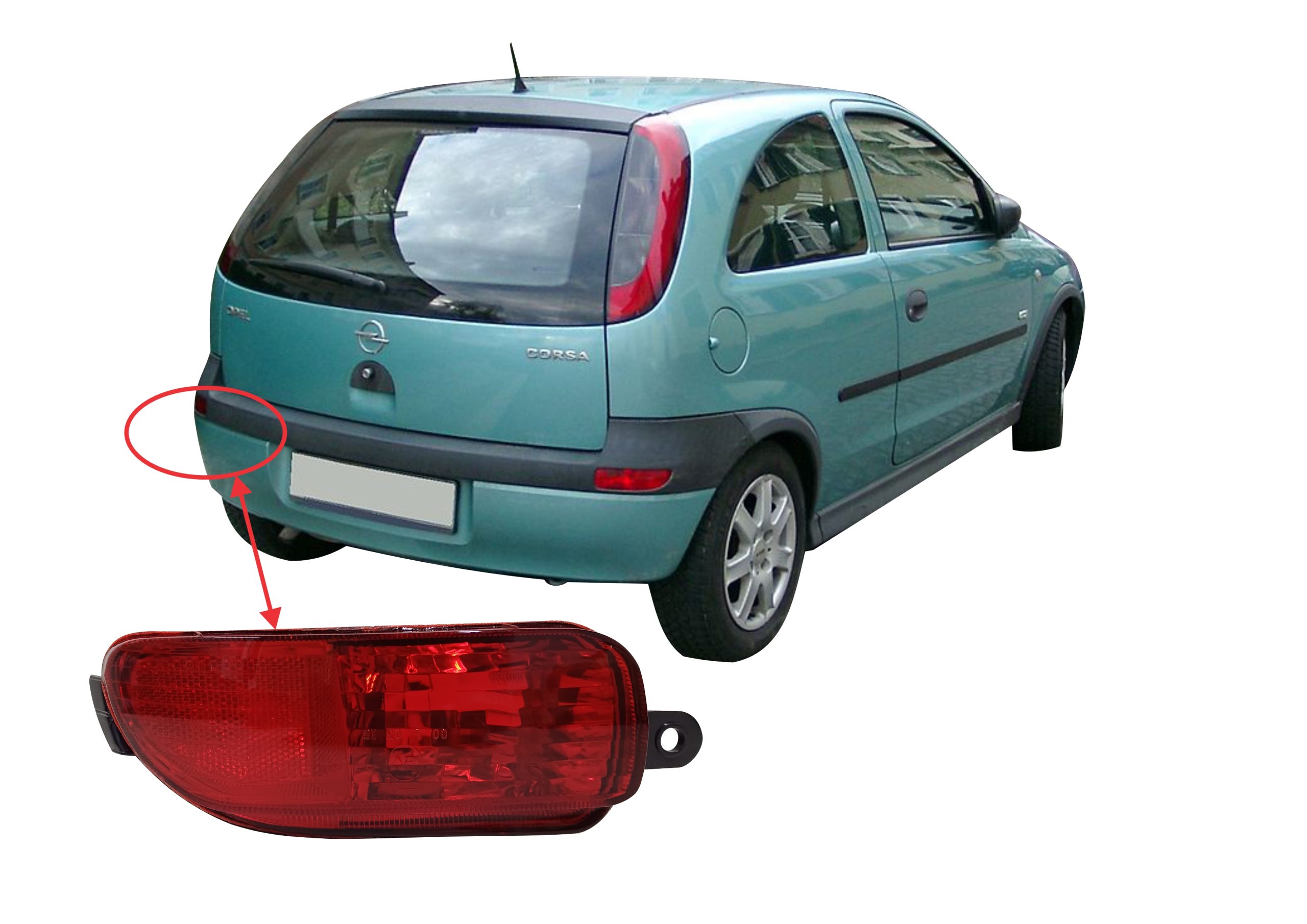 Left Rear Bumper Lamp -Opel Corsa C/Mk3/Gamma Hatchback 2002-2008 – Cassims